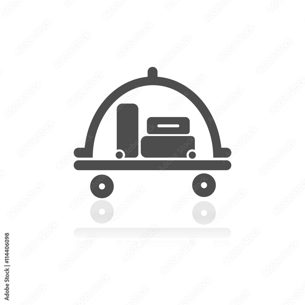 Luggage cart icon white background with reflection Stock Vector | Adobe ...
