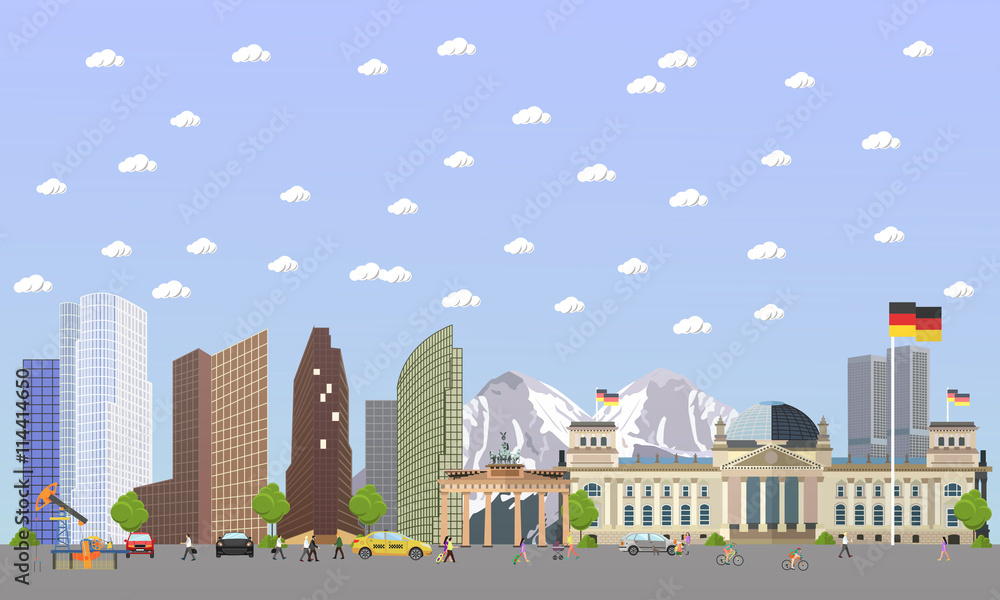 Travel to Germany concept vector illustration. Berlin city landscape ...