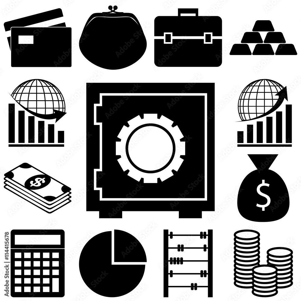 Business and finance signs set. Flat vector illustration Stock Vector ...