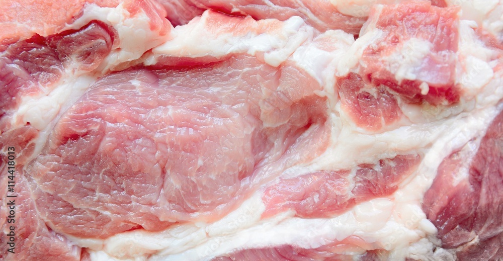 Texture of fresh raw pork meat with fat marbling. Stock Photo | Adobe Stock