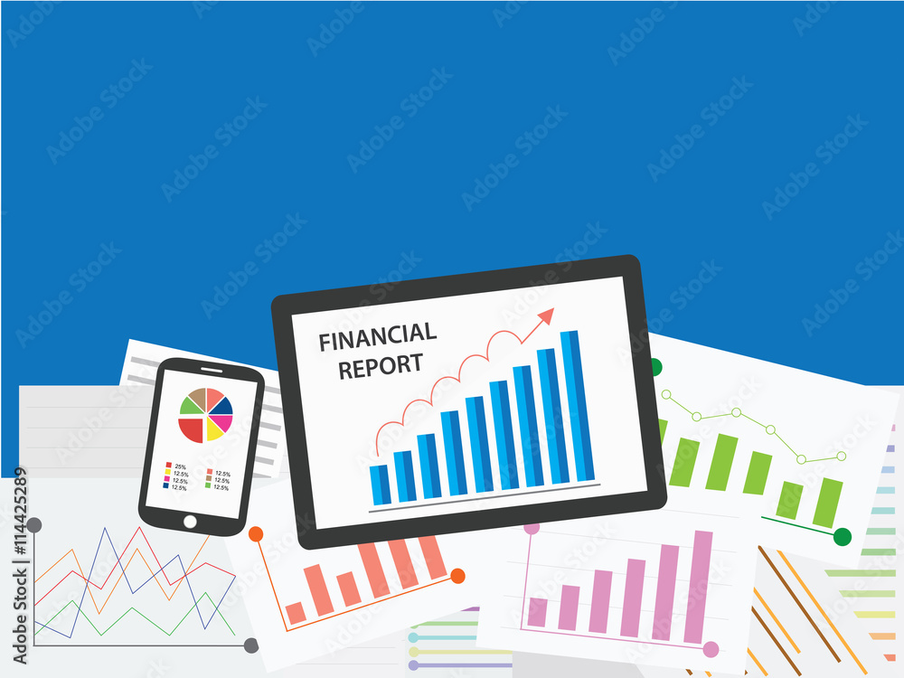 Illustration of executive dashboard with financial report chart ...