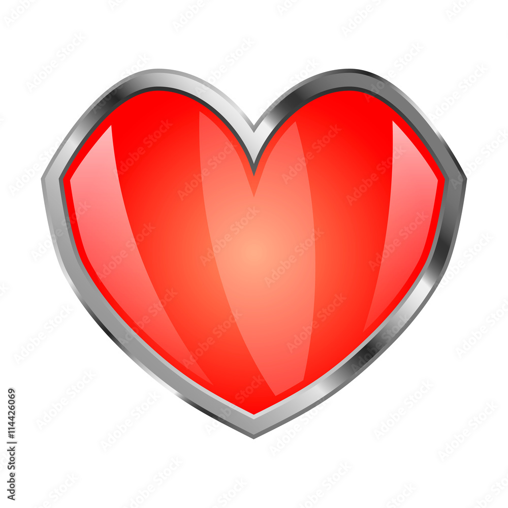 vector illustration metal shield in the shape of red heart protected ...