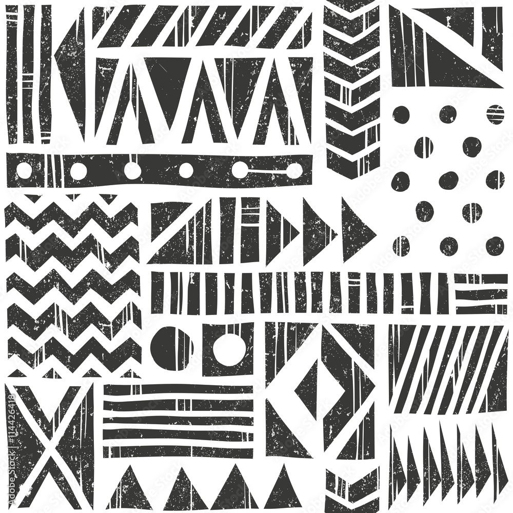 Vector seamless tribal pattern. Abstract background with different ...
