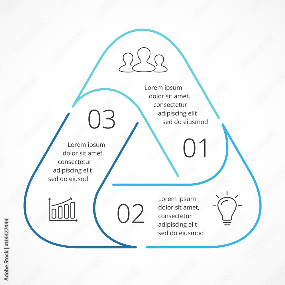 Vector circle linear arrows infographic, triangle diagram, graph, flat ...