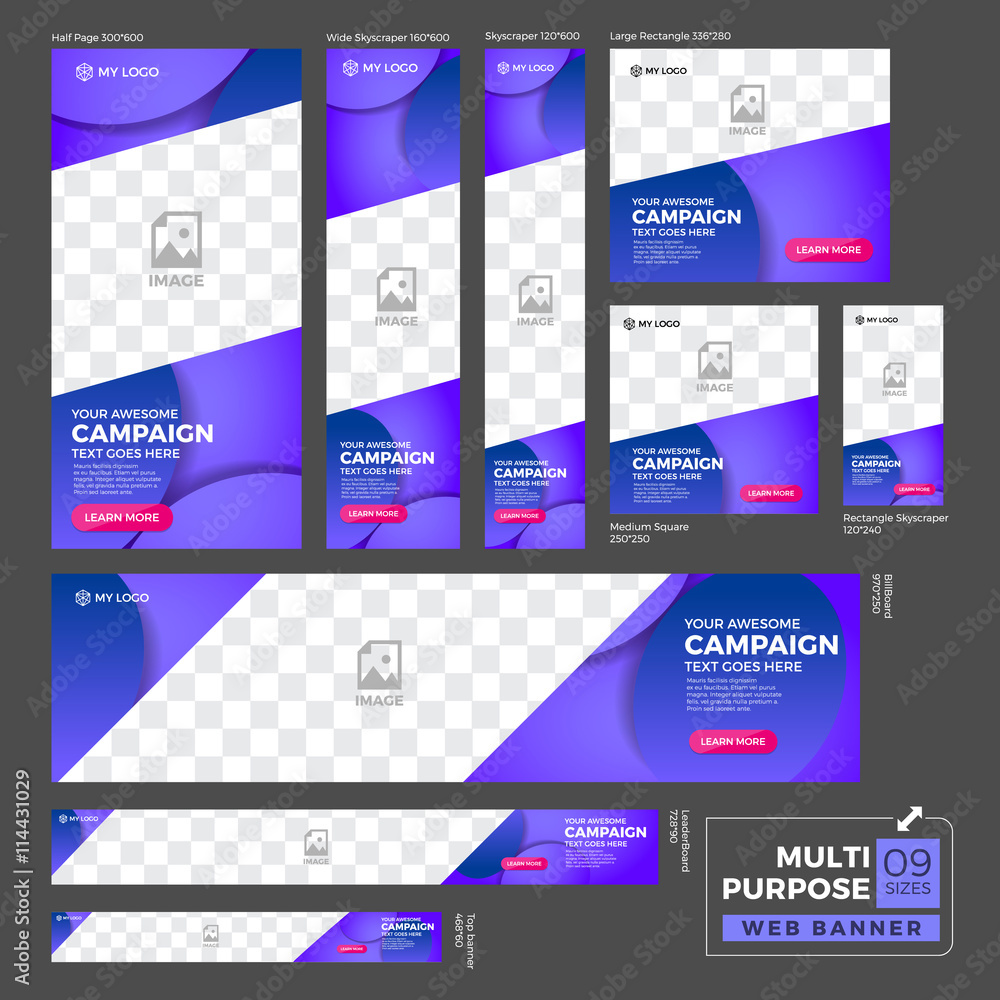 Multipurpose Ad banner design template. Standard size web banner set ...