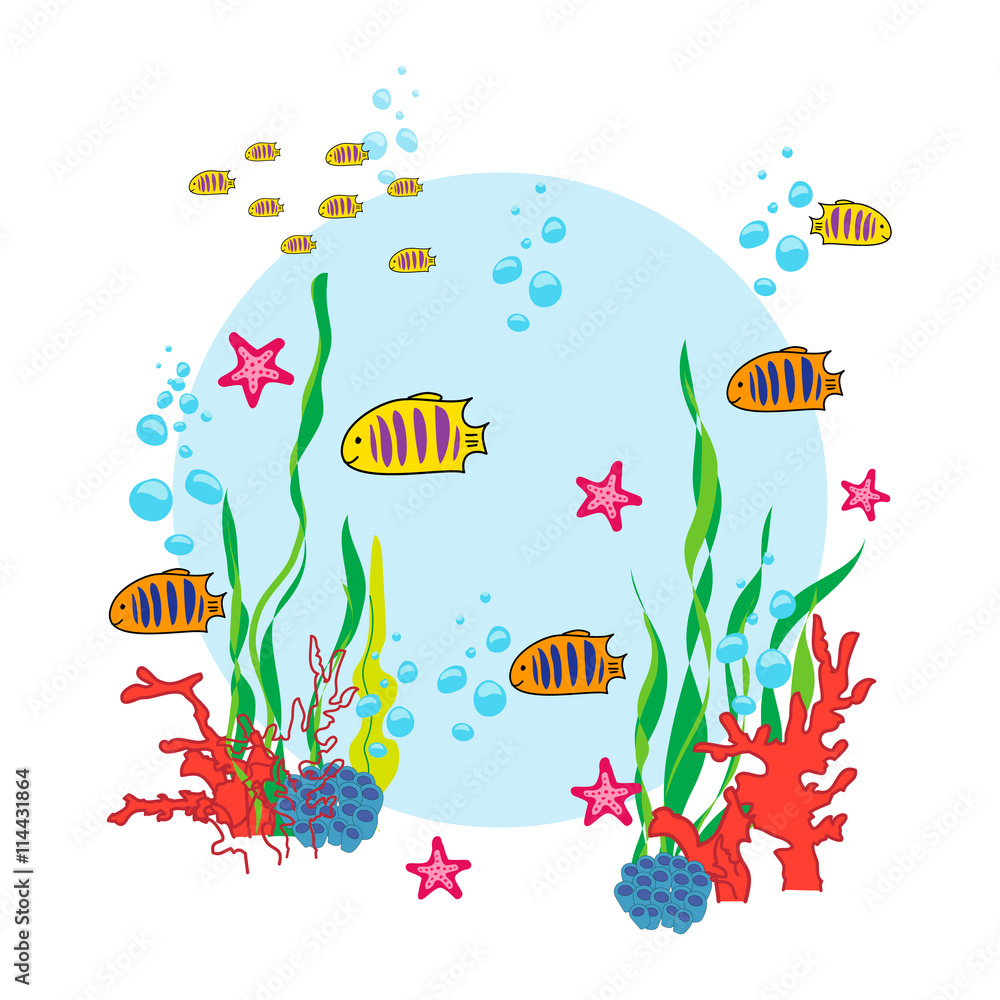 Sea life background Stock Vector | Adobe Stock