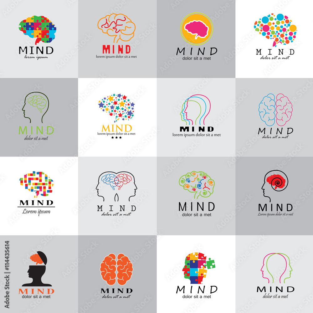 Mind Icons Set - Isolated On Background - Vector Illustration, Graphic ...