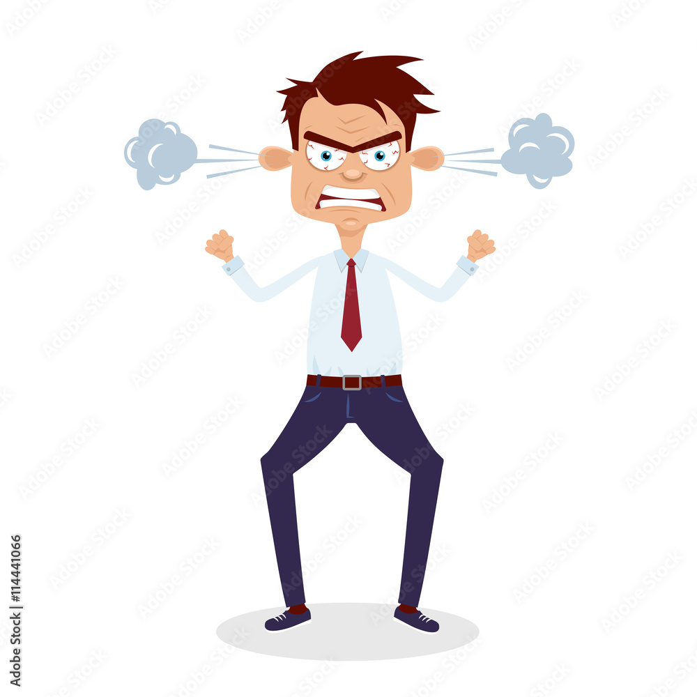 Angry businessman. Vector cartoon flat character on white background ...
