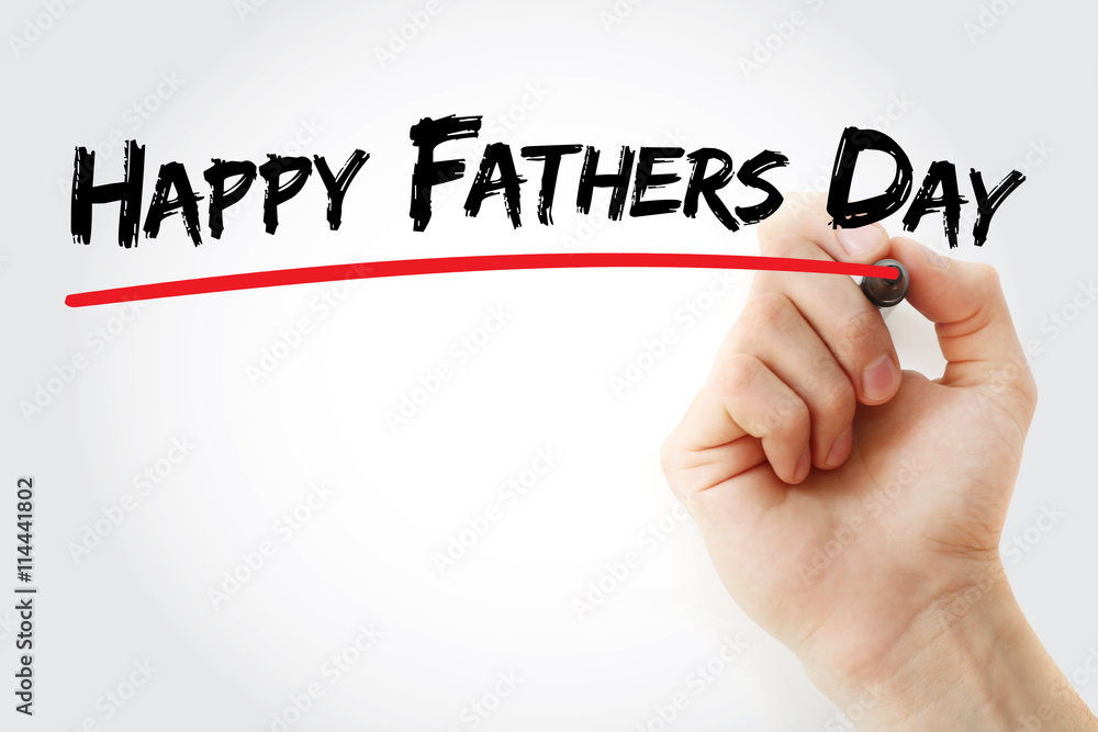 Hand writing Happy Fathers Day with marker, concept background Stock ...