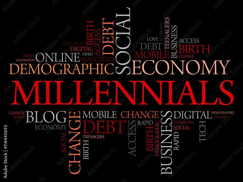 Millennials Word Cloud Social Concept collage background Stock Vector ...