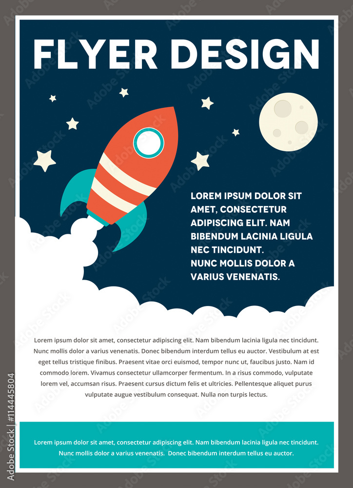 Space Rocket Flyer Template Design Stock Vector | Adobe Stock