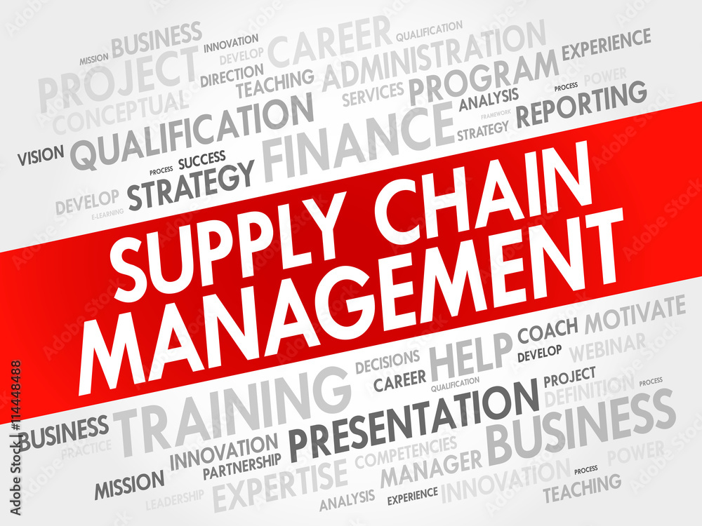 SCM - Supply Chain Management word cloud collage, business concept ...