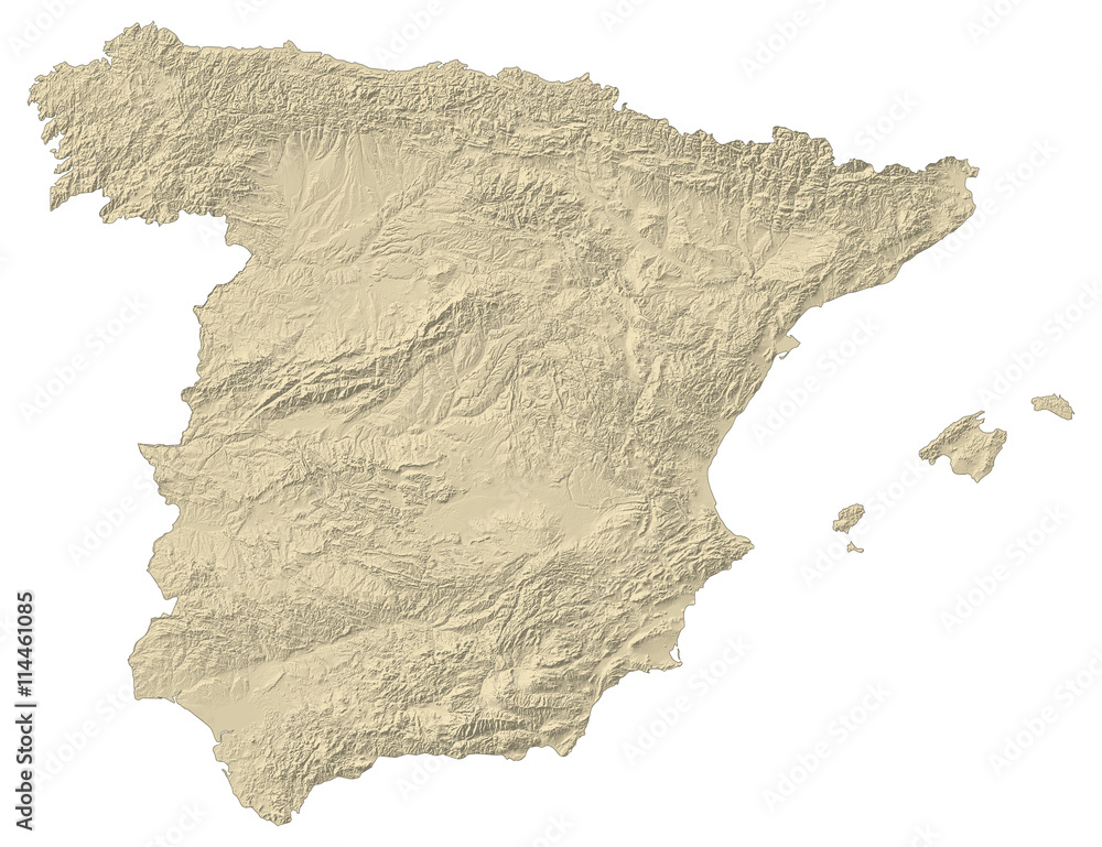 Relief map of Spain Stock Illustration | Adobe Stock