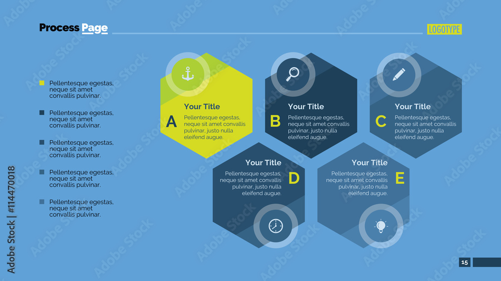 Five Steps Hexagons Stock Vector | Adobe Stock