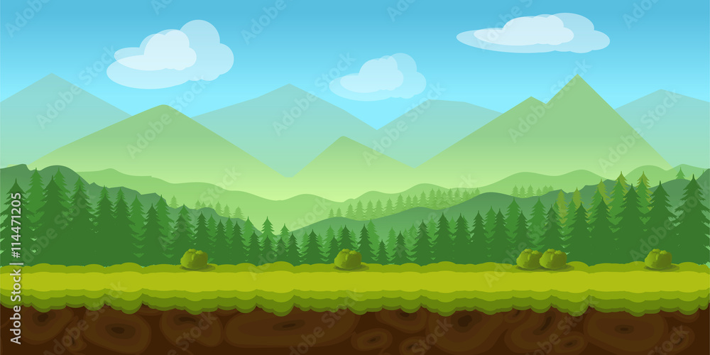 Vecteur Stock forest game background 2d application. Vector design ...