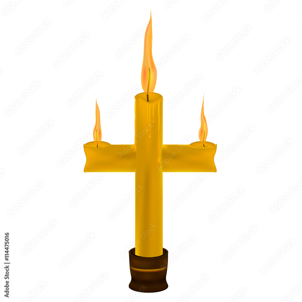 candle shape of a cross on a white background Stock Vector | Adobe Stock