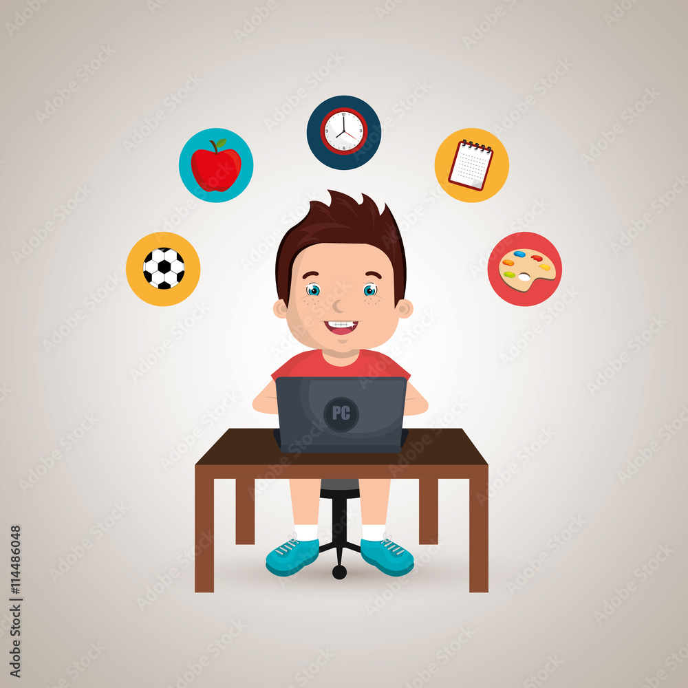 Children using laptop at school design, vector illustration eps10 ...