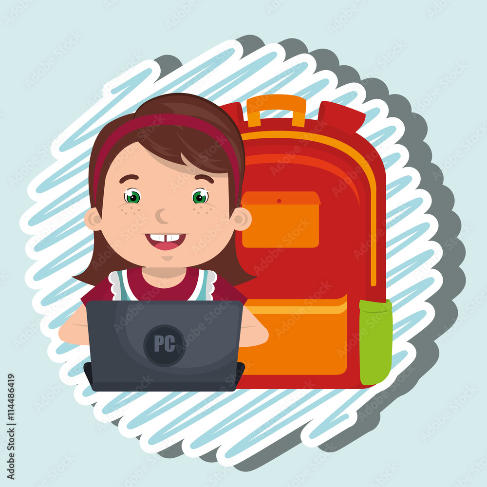 Children using laptop at school design, vector illustration eps10 ...