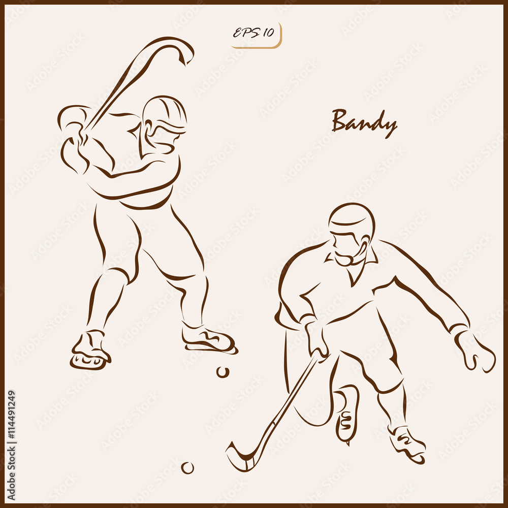 Set of a vector Illustration shows a Winter Sports. Bandy Stock Vector ...