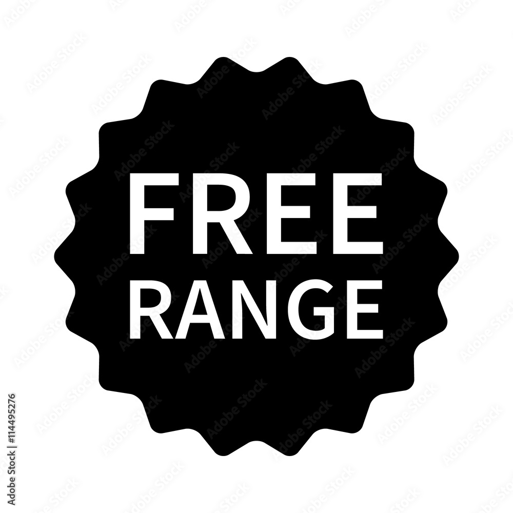 Free range label, badge, seal, sticker or stamp flat vector icon Stock ...