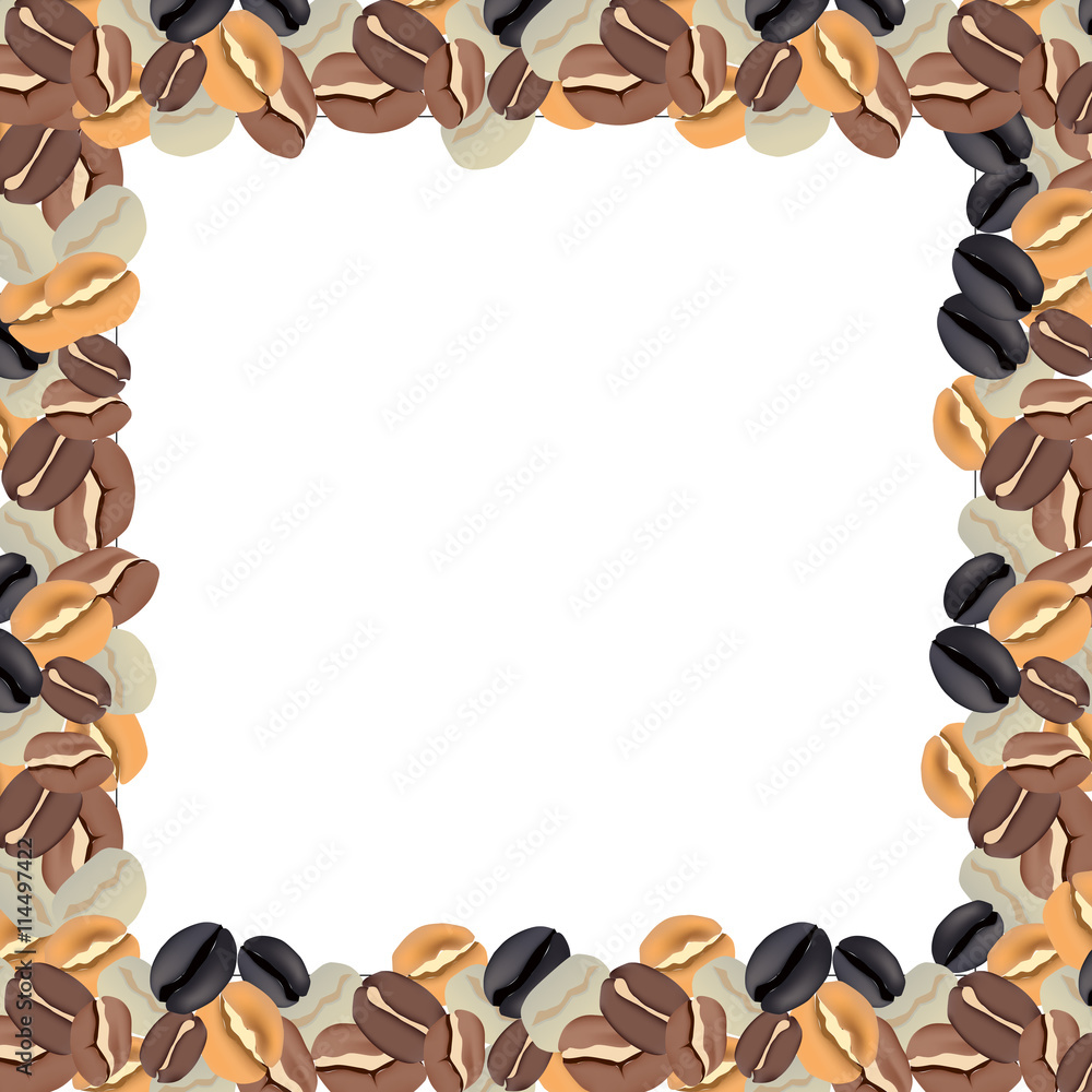 Coffee beans frame border design on white background. Stock ...