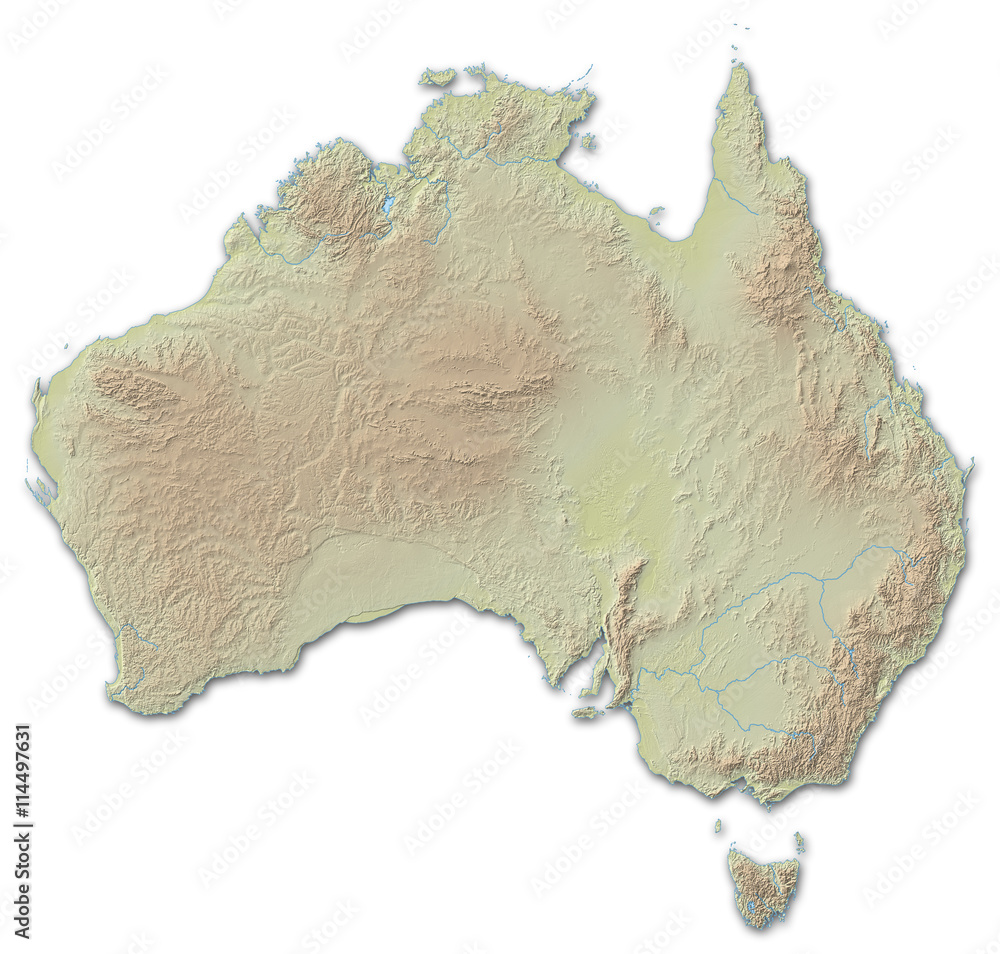 Relief map of Australia - 3D-Illustration Stock Illustration | Adobe Stock