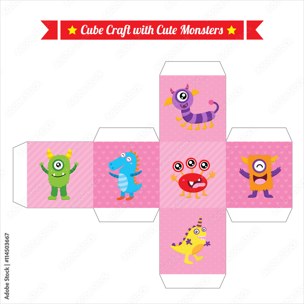 Vetor do Stock: Cute Monster Box Craft | Adobe Stock