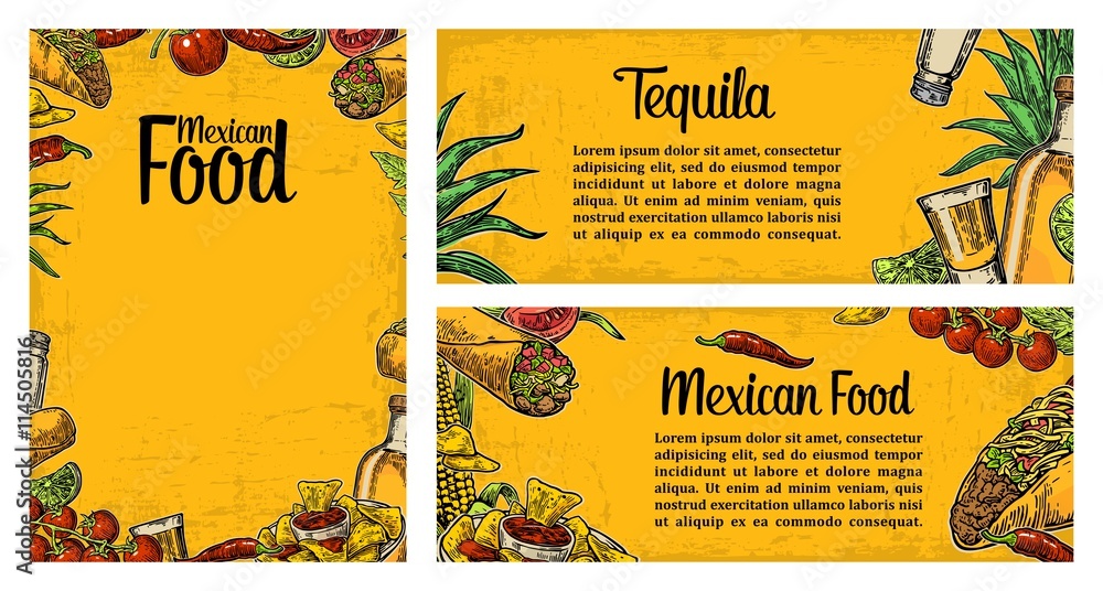 Mexican traditional food restaurant menu template with spicy dish Stock ...