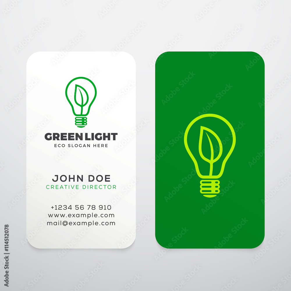 Green Light Vector Realistic Business Cards Template or Mock Up ...