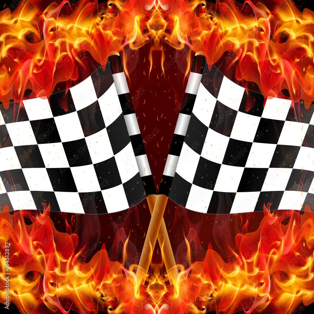 checkered racing flag on fire Stock Vector | Adobe Stock