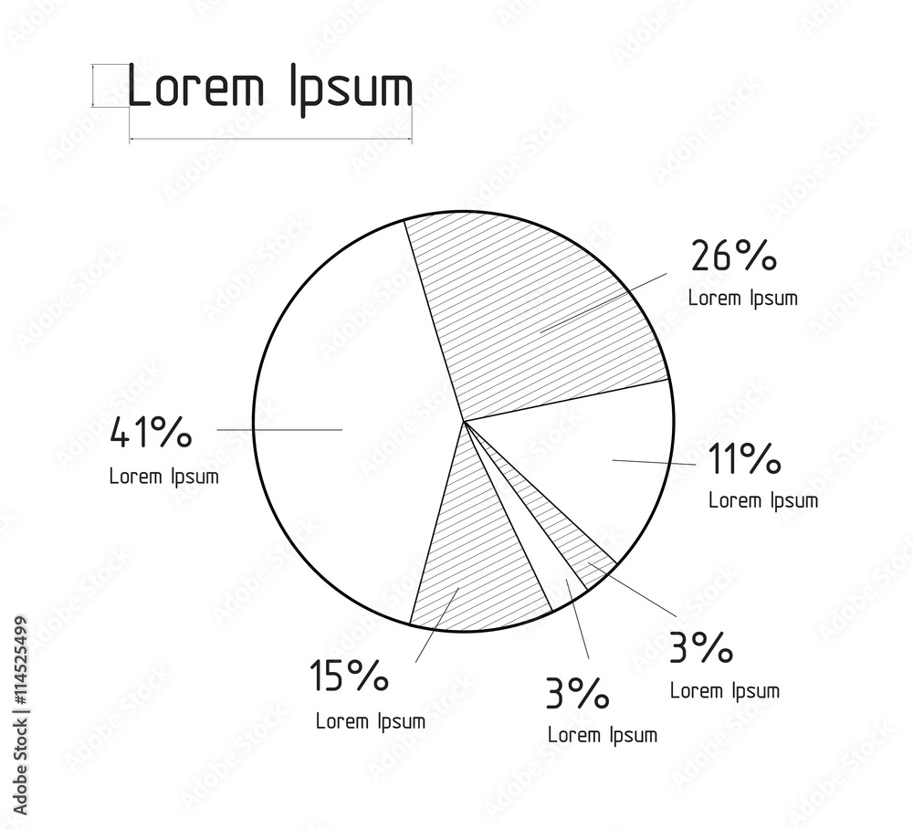 Vector illustration of the line pie chart. Infographic elements ...