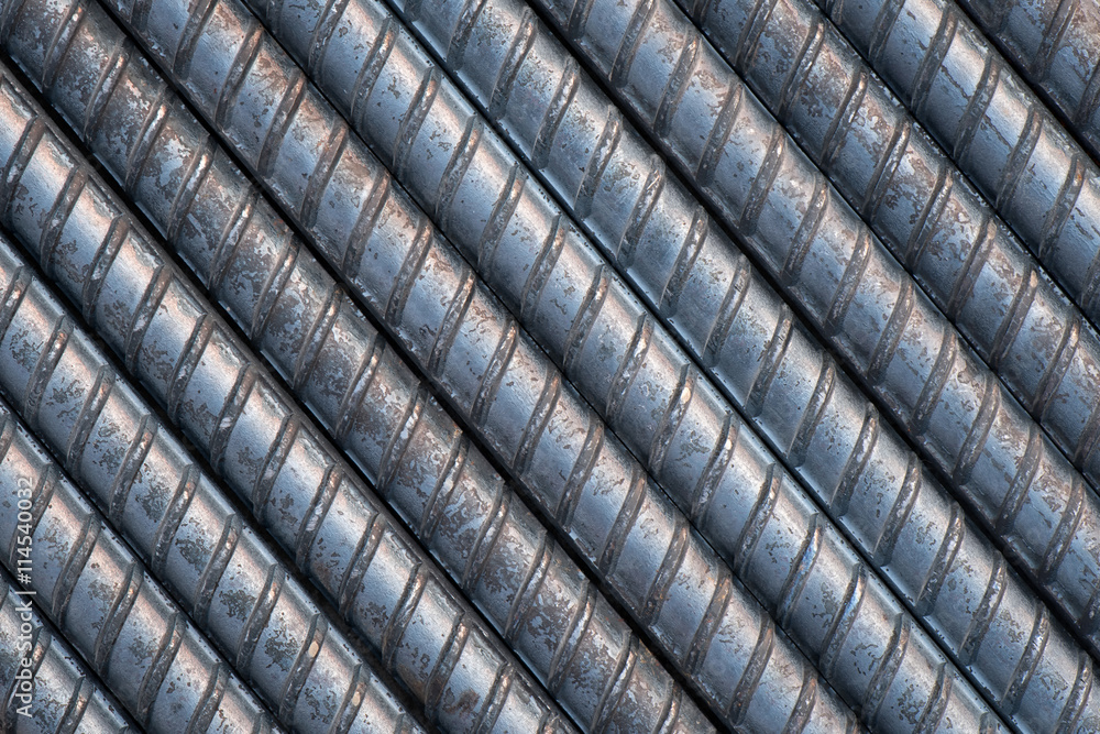 Closeup steel rebar used in construction concrete , Shooting for ...