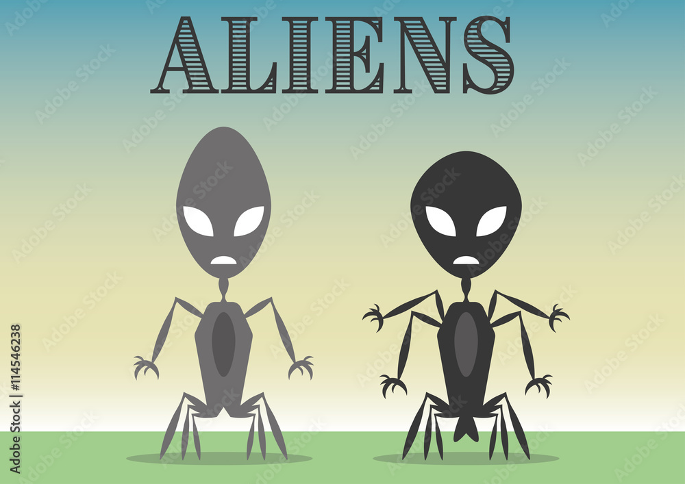 Two Silhouette Aliens with many legs and arms Stock Vector | Adobe Stock