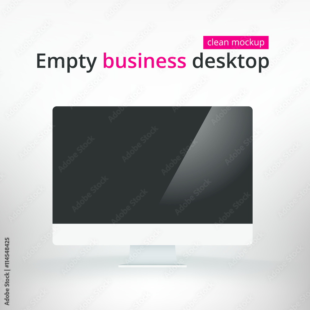 Empty screen of business personal computer mockup. Blank white desktop ...
