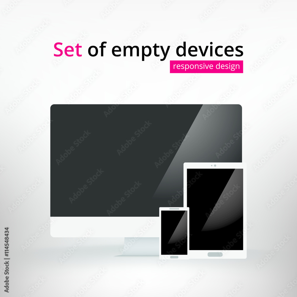 Set of business personal computer, smart phone, mobile, tablet mockups ...