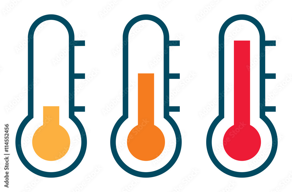 Three vector thermometer showing the temperature from warm to ve Stock ...