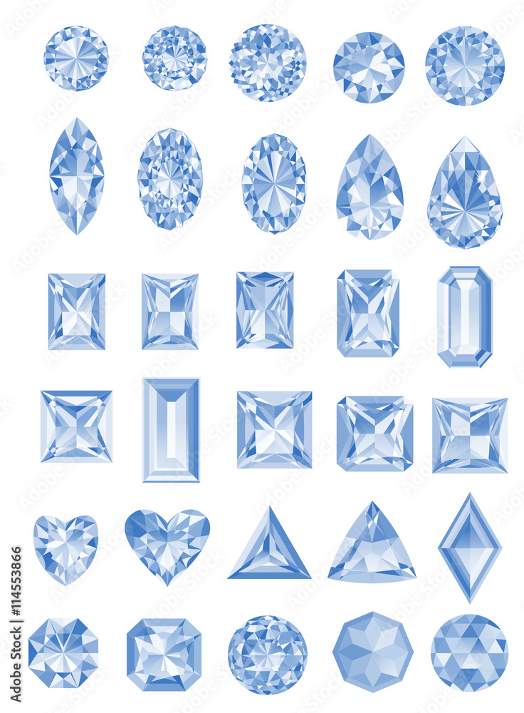 Set of realistic jewels isolated on white background with different ...