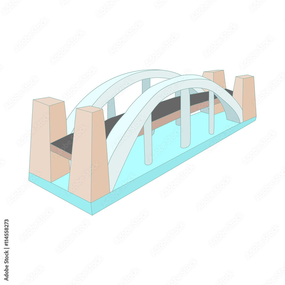 Bridge over river icon, cartoon style Stock Vector | Adobe Stock