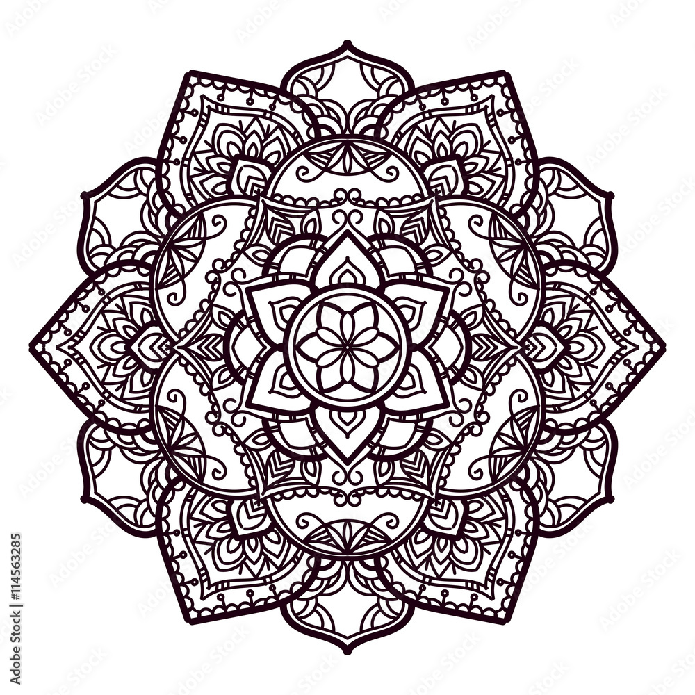 Mandala - hand drawn vector illustration for coloring pages. Stock ...