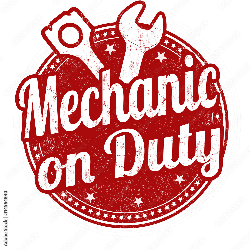Mechanic on duty stamp Stock Vector | Adobe Stock