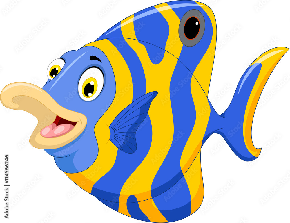 funny angel fish cartoon Stock Vector | Adobe Stock