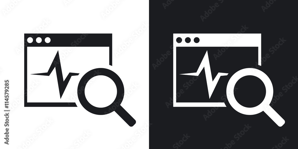 Vector diagnostics software icon. Two-tone version on black and white ...