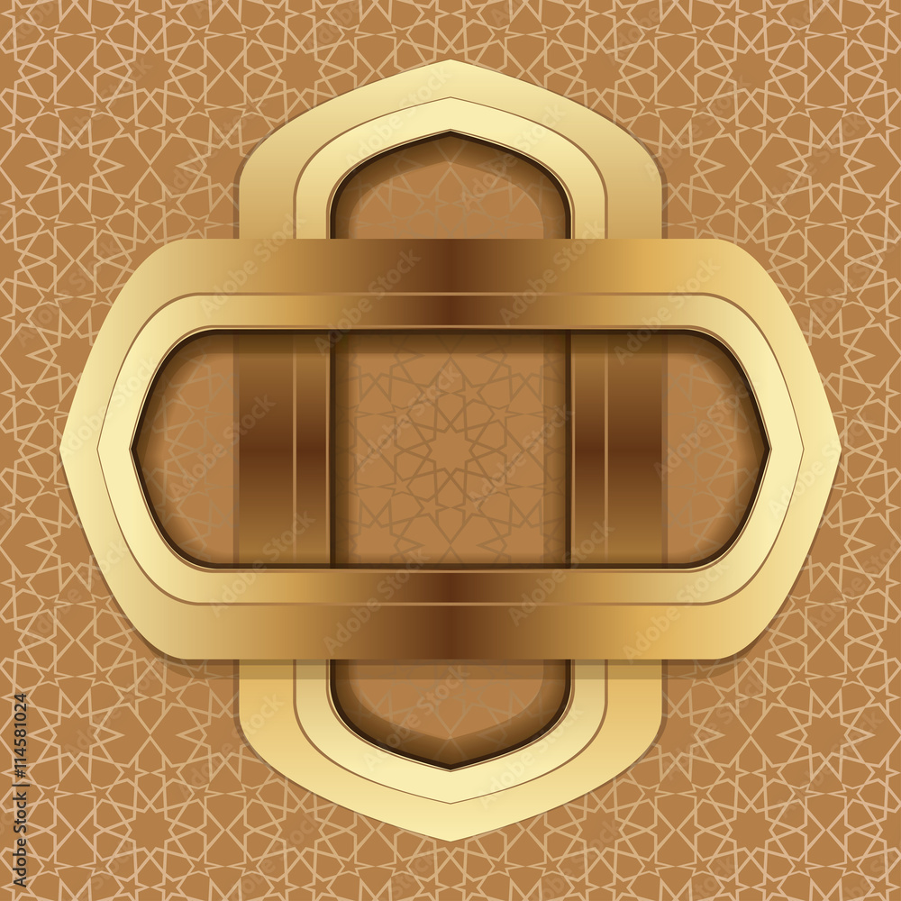 Golden frame on the background of the Arab ornament. Elegant islamic ...