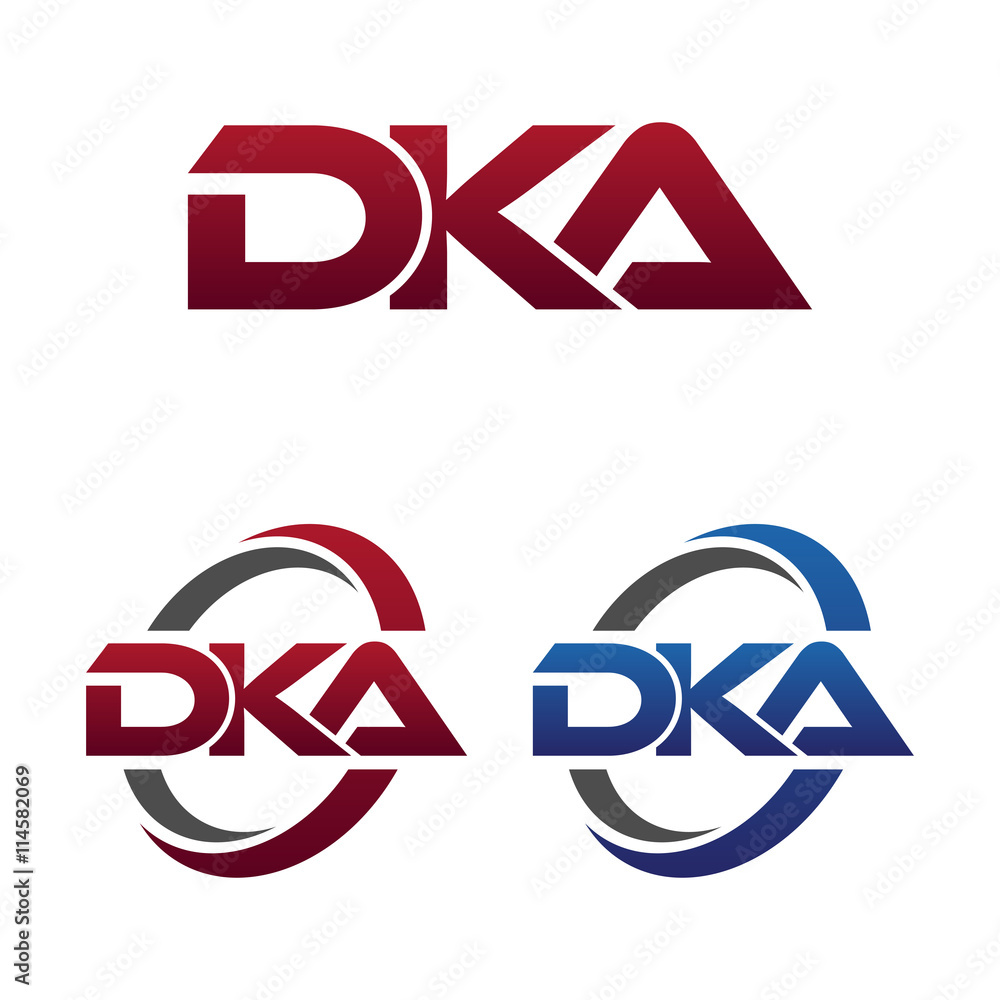 Vetor de Modern 3 Letters Initial logo Vector Swoosh Red Blue dka do ...