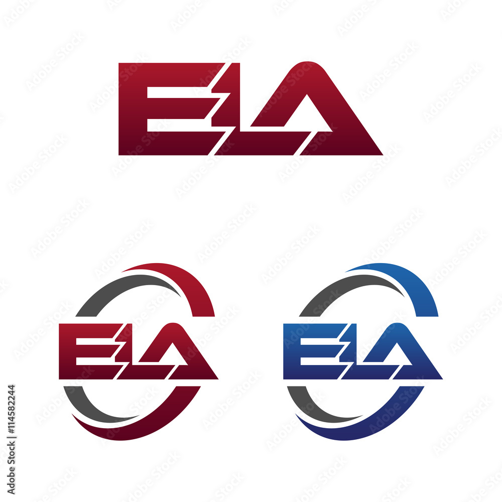 Modern 3 Letters Initial logo Vector Swoosh Red Blue ela Stock Vector ...