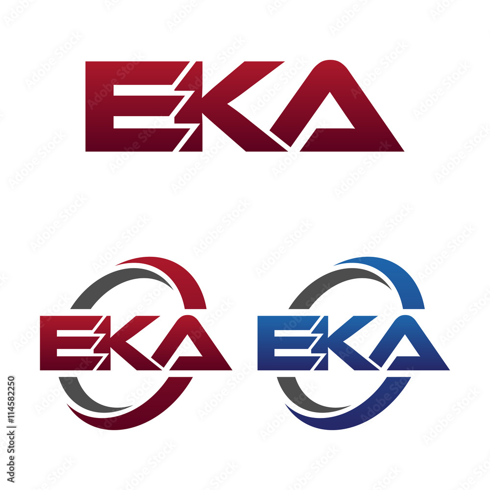 Modern 3 Letters Initial logo Vector Swoosh Red Blue eka Stock Vector ...