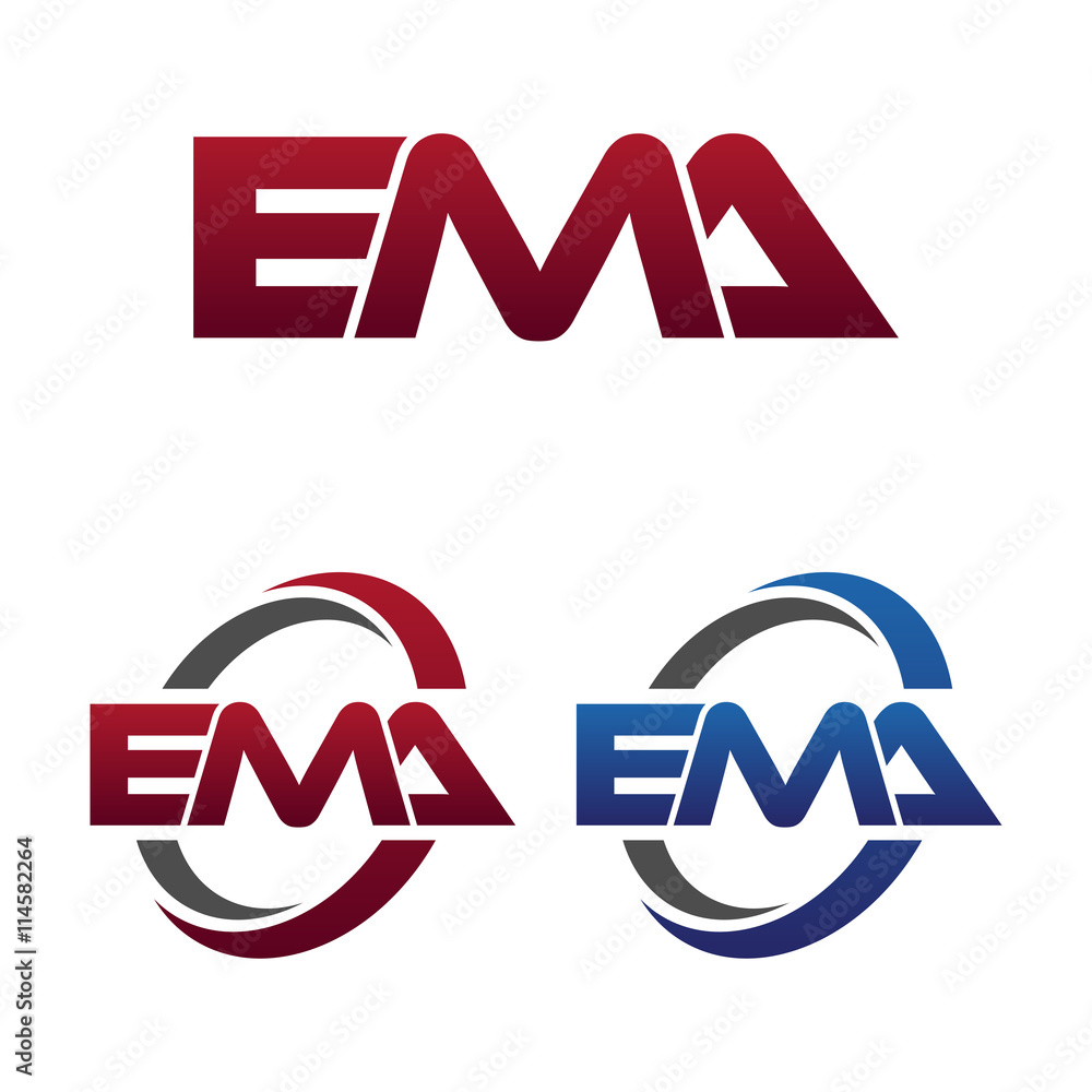 Modern 3 Letters Initial logo Vector Swoosh Red Blue ema Stock Vector ...