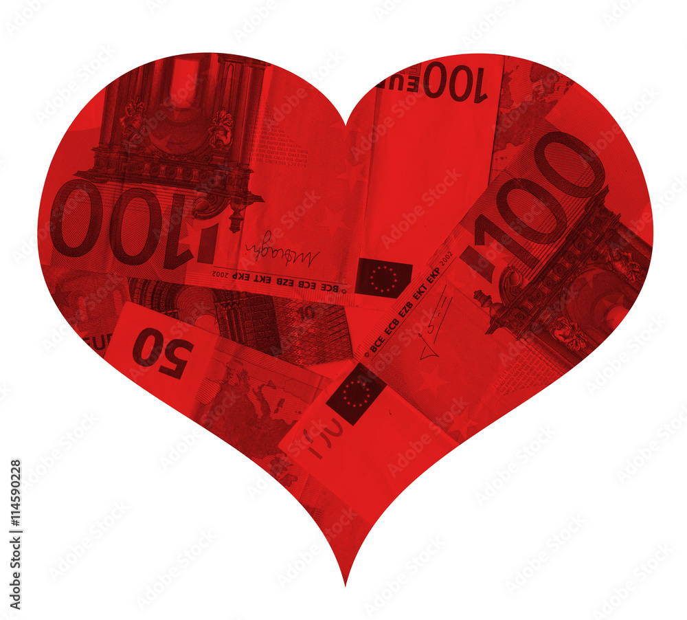 Heart filled with money - metaphor of gold digger - false love ...
