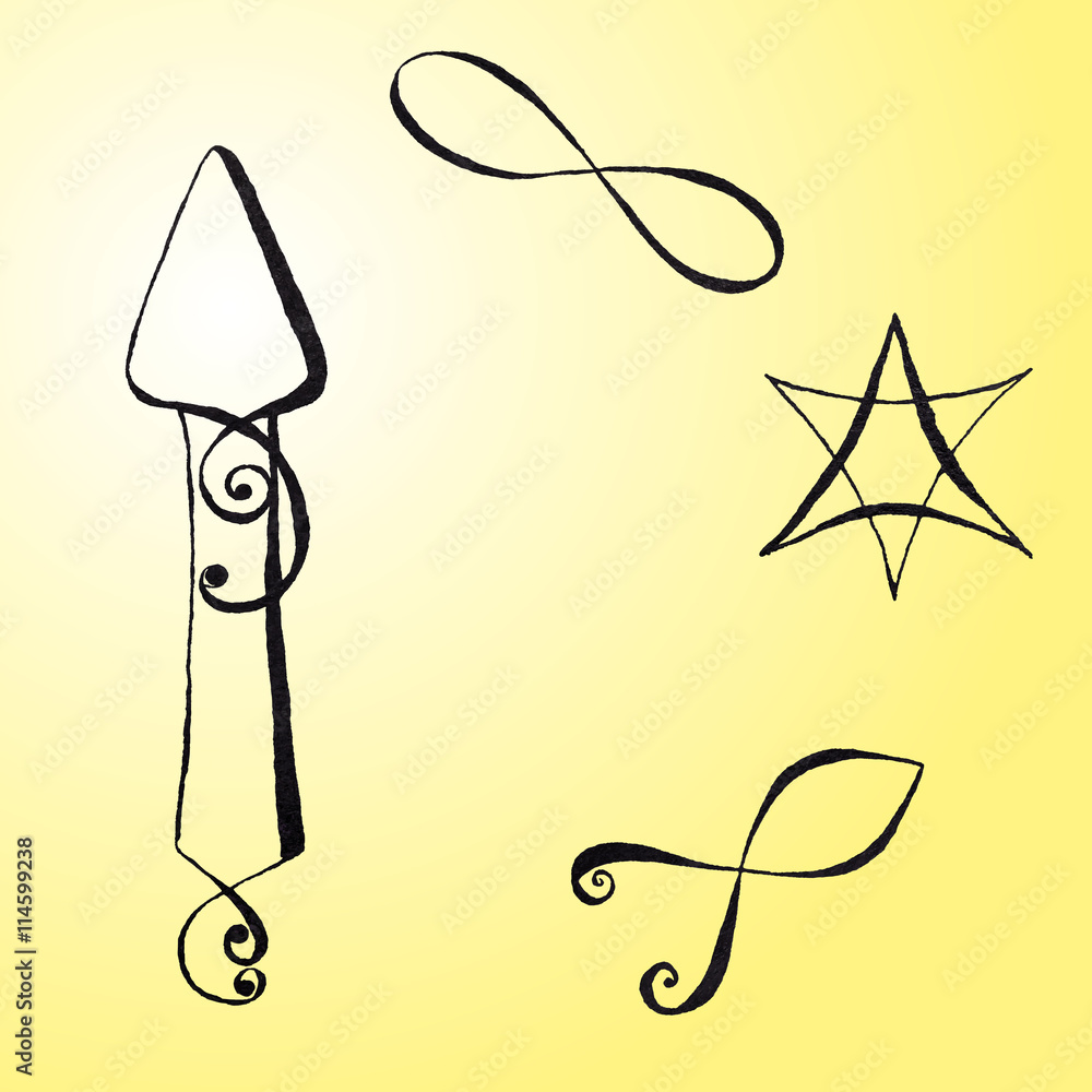 Ink Drawn Symbols Stock Vector | Adobe Stock