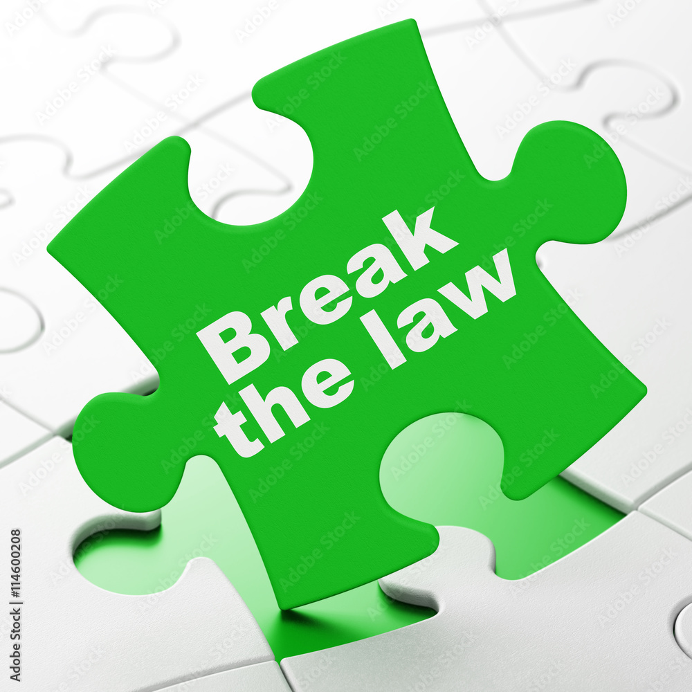 Law concept: Break The Law on puzzle background Stock Illustration ...